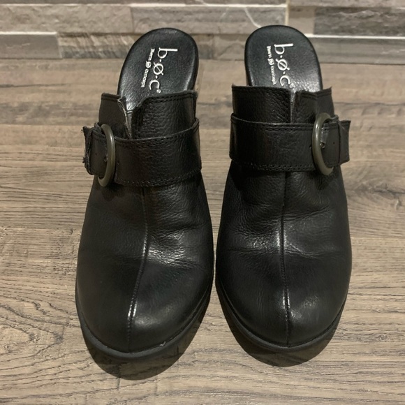 b.o.c. | Shoes | Boc Born Concept Black Leather Clog Mules Sz 9 | Poshmark
